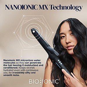 Bio Ionic Long Barrel Styler, 1.25" Curling Iron with Moisture Heat Technology & NanoIonic MX, Verstatile Curling Wand with Longer Barrel for Large Sized Soft Curls & Waves