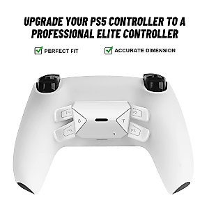 TOMSIN Programmable Remap Back Paddles Kit for PS5 Controller BDM 010 & BDM 020, 4 White Upgrade Back Button Attachment for PS5 Controller(Model 010&020)