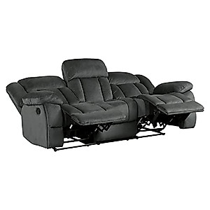 Homelegance Laurelton 90" Microfiber Double Reclining Sofa, Gray