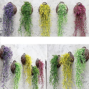 FOMAISELF 2 Pcs Artificial Hanging Plants Indoors - Fake Hanging Plant Outdoors, Artificial Plants for Wedding Party Home Garden Wall Decoration（Green）