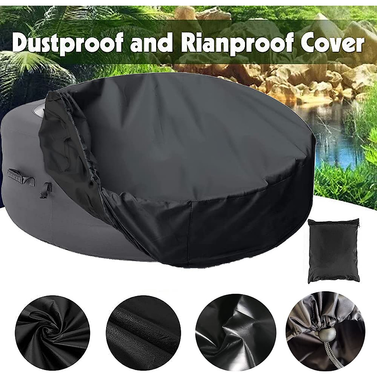 UCARE Hot Tub Cover Waterproof Outdoor Portable Round Inflatable Hot Tub Spa Cover Protector Bathtub Pool Garden Furniture Dust Covers (91×43in/ 230×110cm)