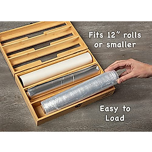 The Happy Hootie Foil and Plastic Wrap Dispenser for Kitchen Organization and Storage. Great for Kitchen Organization and Storage. Compatible with 12 inch Rolls.