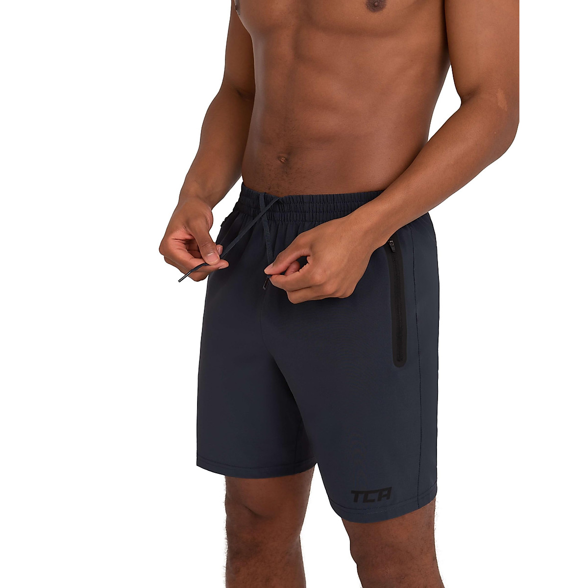 TCA Elite Tech Gym Shorts Men Athletic Shorts Workout Running Shorts for Men with Zip Pockets - Smoke Gray, Medium