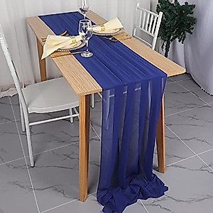 Pardecor Chiffon Table Runner 29inx120in Table Runner Sheer Table Runner Chiffon Table Runners for Weddings Chiffon Fabric for Wedding Arch Tulle Table Runner Satin Table Runner Boho (1, Blue)