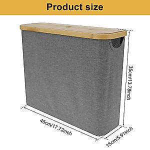 ZJRDYYK Toilet Paper Basket Storage, Toilet Paper Rolls Holder Basket with Bamboo Lid, Free Standing Toilet Paper Organizer for Bathroom (Gray)