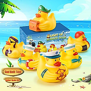 Bath Toys for Toddlers 1-3,Light Up Bath Toys Rubber Ducks,Toddler Bath Toys for 1 2 3 4 Year Old Boy Girl,Idea Birthday Gifts for Boys Girls Age 1-4,Fun Water Bath Toys Pool Toys Autism Sensory Toys