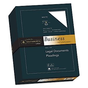 Southworth 25% Cotton Business Paper, 20lb, 95 Bright, Wide Rule, 8 1/2 X 11, 500 Sheets