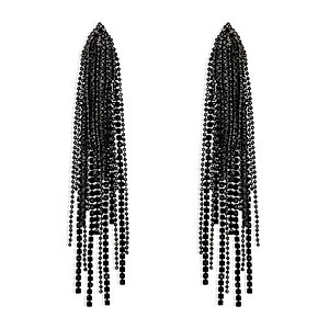 Flyonce Sparkly Rhinestone Chandelier Earrings, Crystal Statement Tassel Long Dangle Earrings fo Women s Black