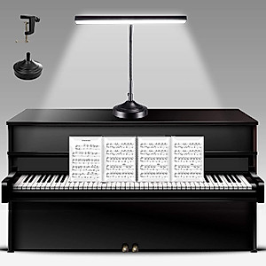 NovoLido LED Piano Desk Lamp, 2-in-1 Bright Flexible Tall Table Lamp with Base & Clamp Interchangeable, 10W Architect Desk Lights for Home Office, 1000lm, 3 Color Modes, 30 Brightness Levels, Black
