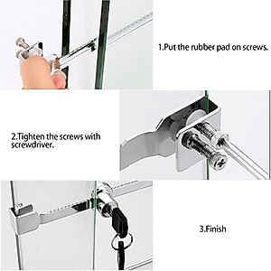 EOEXN 16 Pack Sliding Glass Door Ratchet Lock with Alike Keys, Drawer Display Case Cabinet Showcase Lock Security Glass Case Lock (Keyed Alike)
