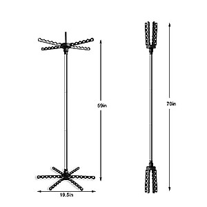 Lreros Clothes Drying Rack,59-Inch Clothes Drying Rack Folding Indoor,Laundry Drying Rack with 6 Rotatable Arms for Hanger, 6 Legs, Stainless Steel, for 18 Pieces of Clothes, Black