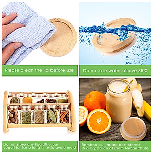Oui Yogurt Jar Lids Set Bamboo Wood Lids with Silicone Sealing Rings Storage Canning Jar Bamboo Lids Wide Mouth Jar Lids Oui Lids for Nice Sealing Airtight Fit (12)