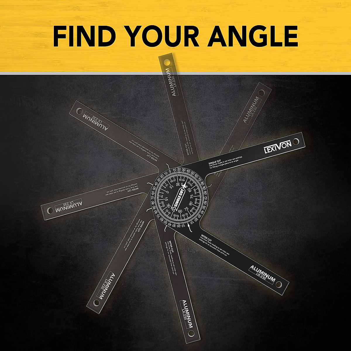 LEXIVON Aluminum Miter Saw Protractor | 7-Inch Rust Proof Angle Finder Featuring Precision Laser Engraved Scales (LX-230)