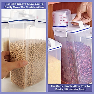 MIVIDE 3 Pack 9.8 Lbs Rice Storage Container, Rice Dispenser Storage Containers, Kitchen Cereal Containers Dispenser with Measuring Cup for Cereal, Oatmeal, Dry Pet Dog Food