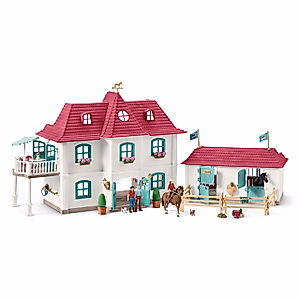 Schleich Horse Club 70-Piece Lakeside Country Dollhouse and Horse Stable Playset for Kids Ages 5-12