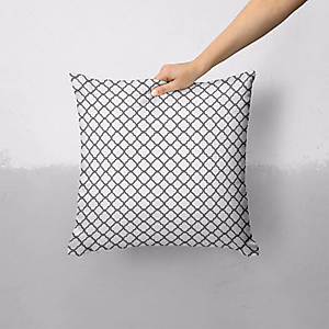 iiRov Dark Gray & White Seamless Morocan Pattern - Custom Decorative Home Decor Indoor or Outdoor Throw Pillow Cover Plus Cushion Set for Sofa, Bed or Couch (Pillow CASE Cover Plus Cushion)