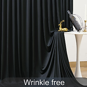 8 Panels Black Backdrop Curtain for Parties Wrinkle Free Black Photo Curtains Backdrop Drapes Fabric Decoration for Birthday Party Wedding 40ft(W) x 10ft(H)