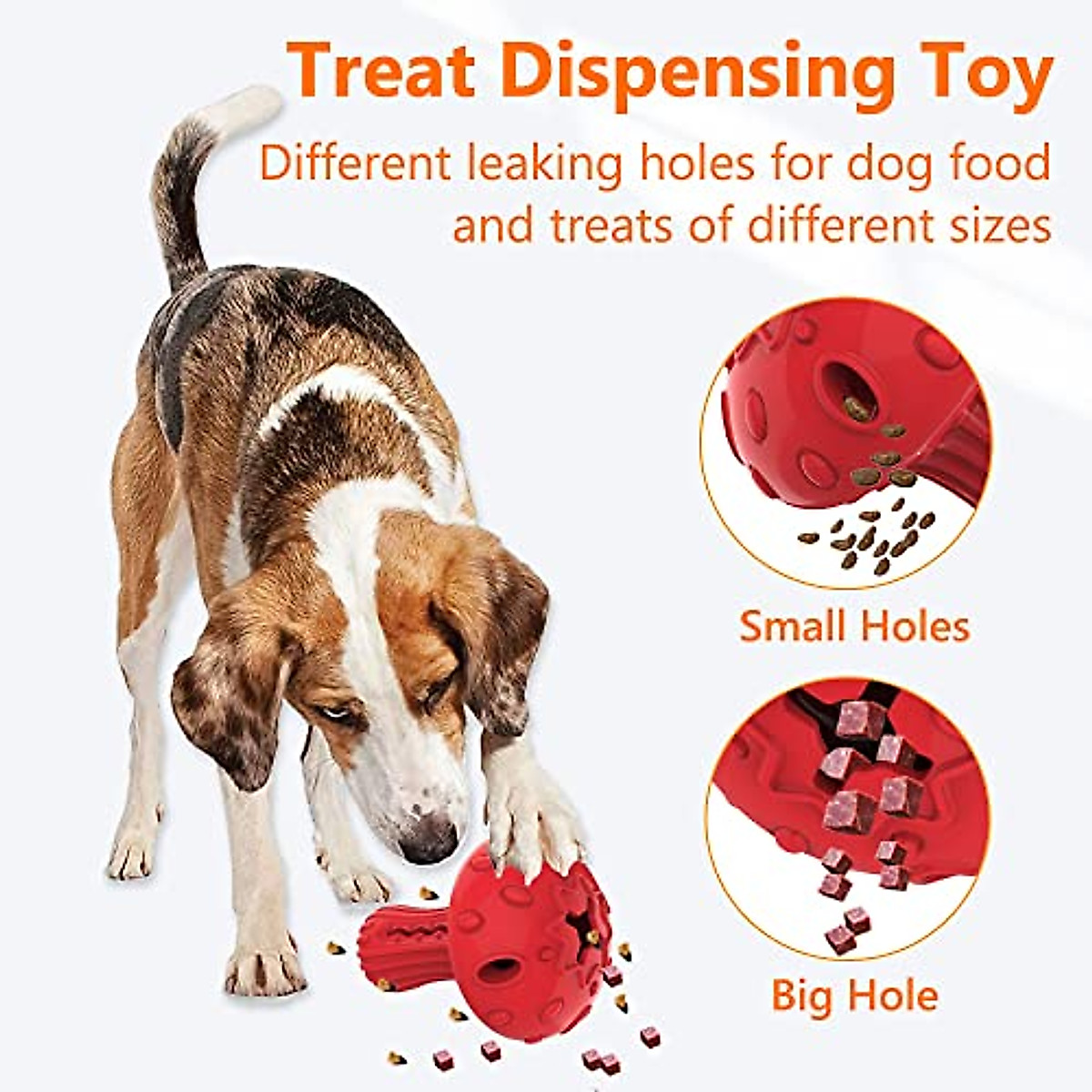 SCHITEC Dog Chew Toy for Large & Medium Dogs, Rubber Treat Dispensing Toy for Aggressive Chewers, Interactive Slow Feeder Tough Puzzle Toys Teeth Cleaning