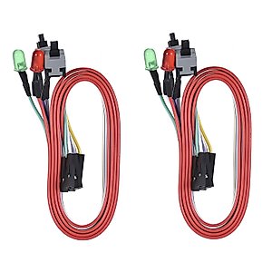 Warmstor 2 Pack Desktop Computer Case Motherboard On/Off/Reset/HDD Switch Power Cord PC Power Button Switch Power SW Cable ATX Case Front Bezel Wire with Red Green LED Indicator Light 2-Pin 27-inch
