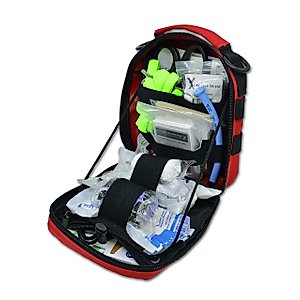 Lightning X Products Premium Nylon MOLLE Pouch Emergency Kit, Ideal for Tactical Medics, Military, Outdoor Enthusiasts (8" x 6.5" x 3", Black or Tan, for Gunshot Wounds & Bleeding Control) (Red)