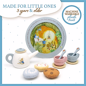 KIDS PREFERRED Beatrix Potter Peter Rabbit Wooden Tea Set for Pretend Play, 11 Pieces