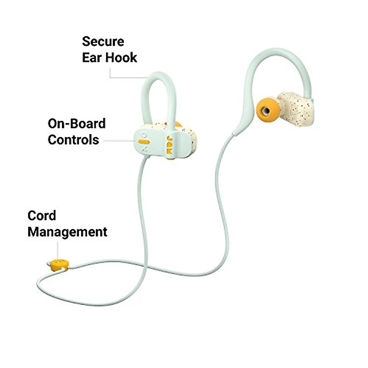 JAM Live Fast Workout Earphones 30 ft. Bluetooth Range, IP67 Sweat Resistant Earbuds 3 Sizes Included, 12 Hour Battery Life, Hands-Free Calling Cream Soda HX-EP404CS