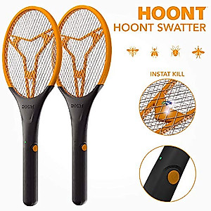Hoont Bug Zapper Racket- 2 Pack Electric Fly Swatter | Large Handheld Indoor