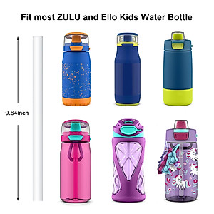 Replacement Straws Compatible with Ello Colby, Cooper,Hydra,Tumbler Water Bottle-Straw Replacement for Contigo,Pogo, ZULU Jug Cup-6 Straws and 1 Cleaning Brush