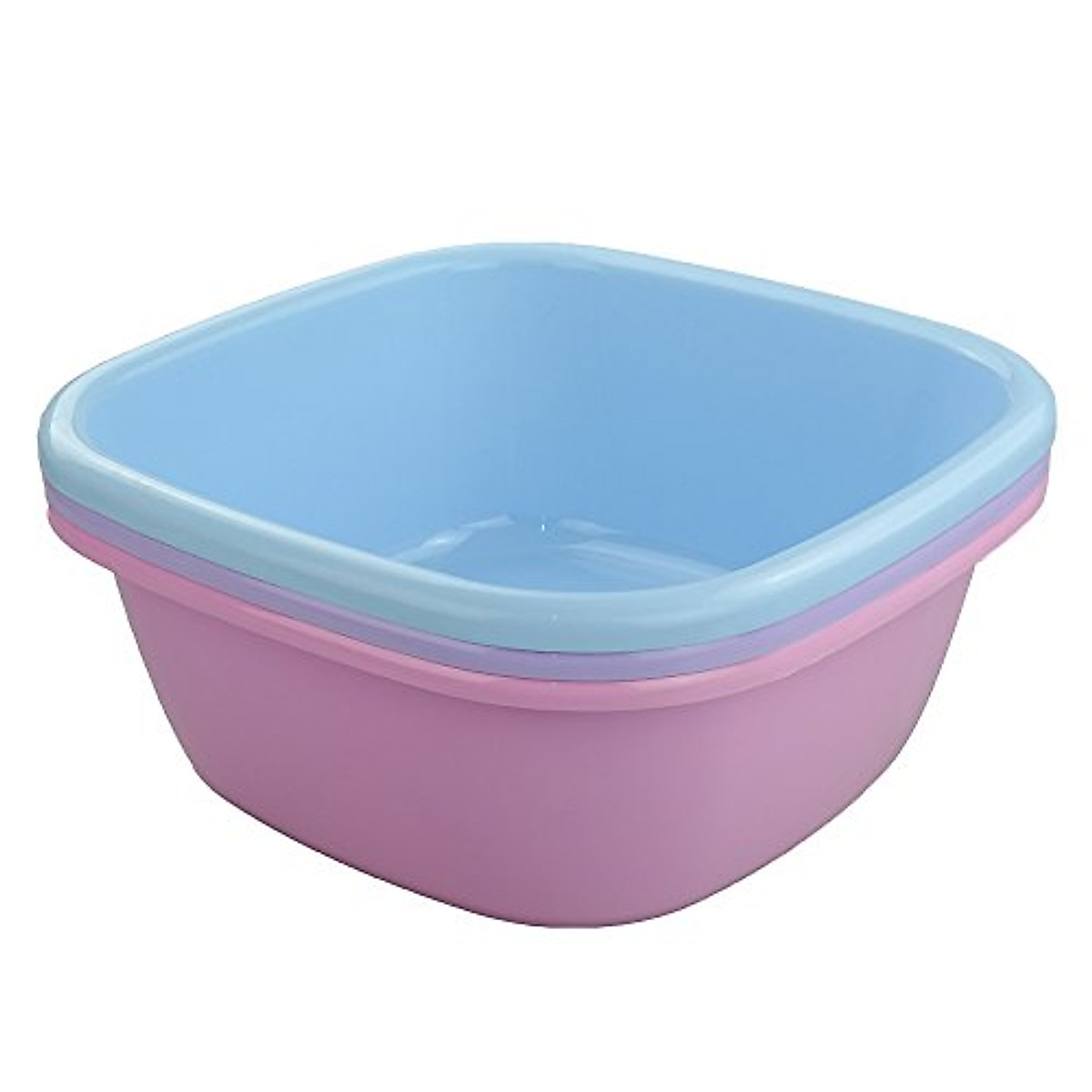 Doryh 12 Quart Plastic Square Washbasin, Set of 3