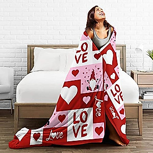 Soft Blanket Valentine's Day Gnomes Warm Cozy Happy Valentine's Day Heart Shaped Cute Throw Blanket for Couch Sofa Bed 50" x 60"