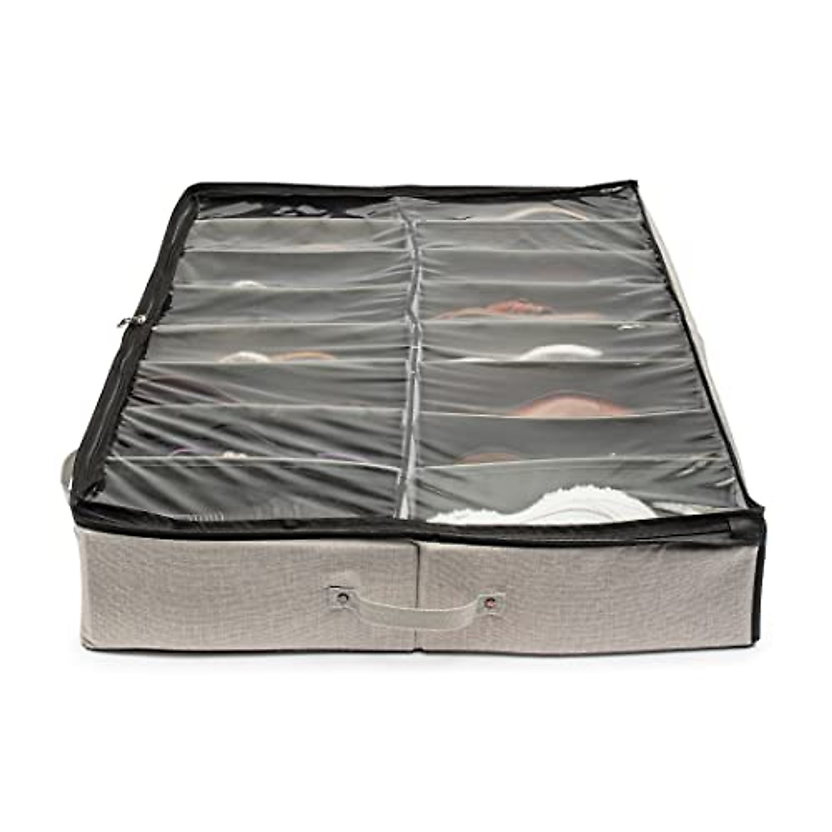 MOJECTO Extra Large Under Bed Storage Organizer (40x27x6 In) With Hard Bottom And Side Walls For Shoes, Blanket, Clothes.