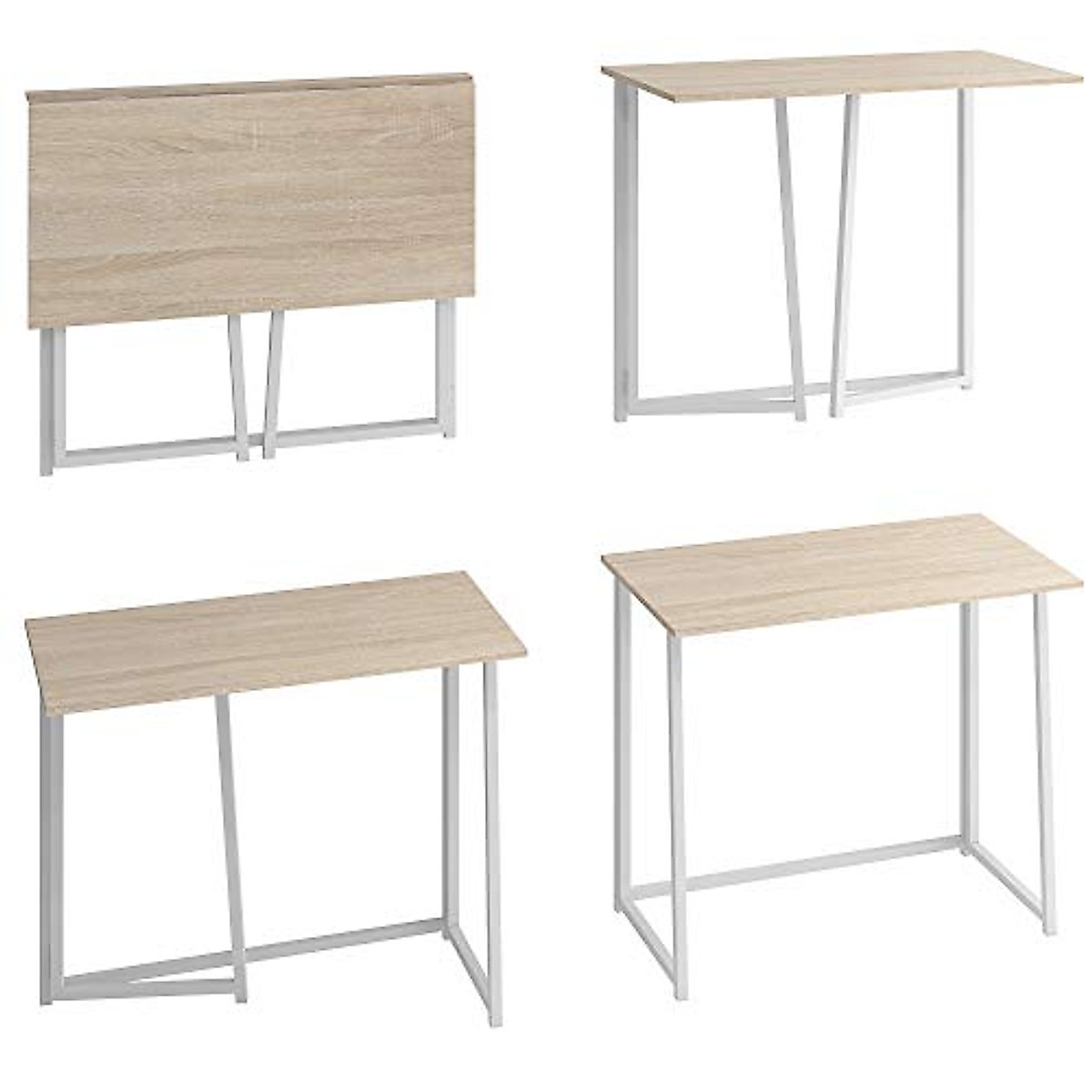 4NM 31.5" Folding Desk, Simple Assembly Computer Desk Study Writing Table for Small Space Offices/Home - Natural and White