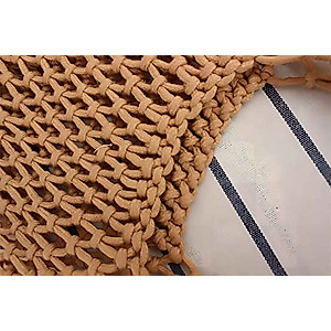 Cotton Rope Travel Beach Bag Handmade Woven Fishing Net Handbag Summer Weave Tote for Women Girls