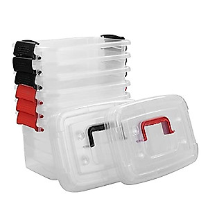 Anbers 5 Quart Plastic Bins with Lid, Latching Storage Box, 6 Packs