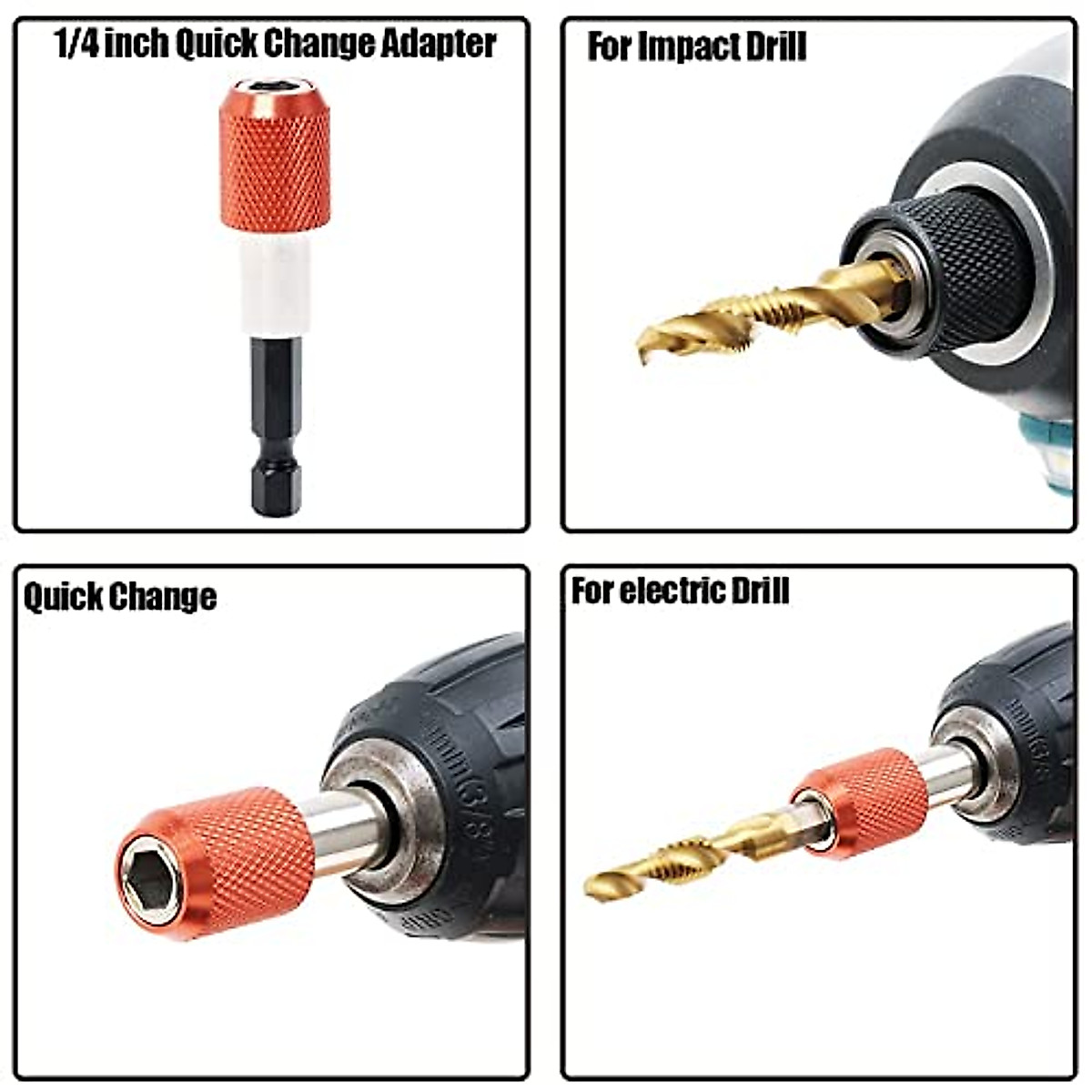 AUTOTOOLHOME Titanium Combination Drill Tap Bit Set 13PCS SAE and Metric Tap Bits Kit for Screw Thread Drilling Tapping Deburring Countersinking