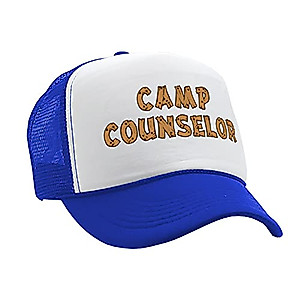 Camp Counselor - Nature Wilderness Guide Tourist - Vintage Retro Style Trucker Cap Hat (Royal)