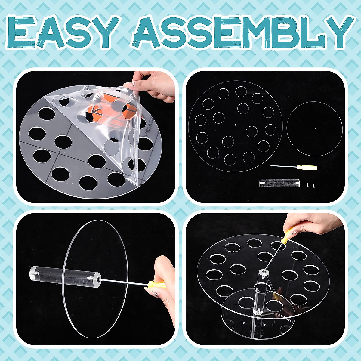 Queekay Clear Acrylic Ice Cream Cone Holder Stand 16 Holes Food Stand with 100 Disposable Wood Cones and 100 Cocktail Picks for Kids Birthday Party Decoration Supplies Wedding Restaurant Catered Event