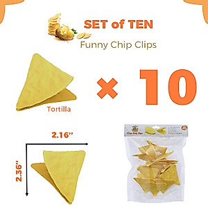 Cute and Funny Chip Clips Kitchen Food Storage Potato Chip Bag Closure Clips, Snacks Bag Sealer Sealing, Gift Set of 10, for Home Party Travel Housewarming Festival (Tortilla)