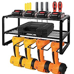 Power Tool Organizer, Garage Shelving Tool Organizers and Storage, Drill Holder Wall Mount, Heavy Duty Metal Tool Rack, Utility Storage Rack for Cordless Drill, Removable Design, for Father,Husband