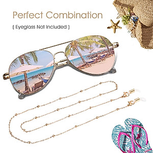 SAM & LORI Eyeglass Chain Women Glasses Strap Holder Necklace Reading Stylish Cord Sunglass Mask Lanyard Around Neck Rose Gold Jewelry Accessory Kawaii Beaded Eyewear Cute String Fashion Pearl Vintage