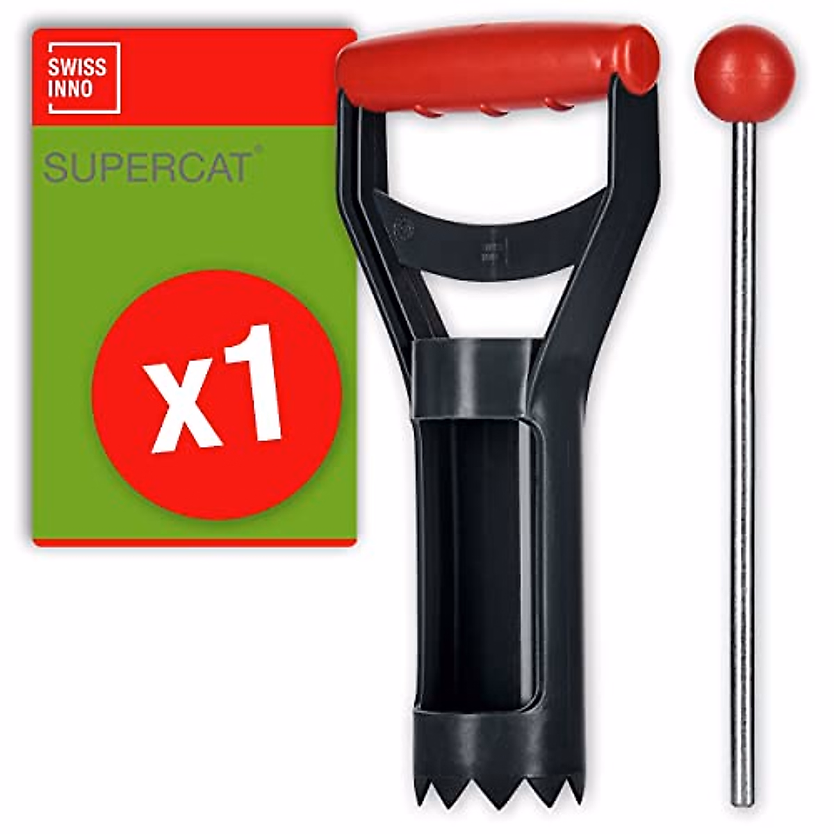 SWISSINNO Install Kit for Mole and Gopher Traps SuperCat. 25 cm Tunnel-locating Probe + Serrated-edge Cutter for 6 cm dia. hole. European Design, Easy to Use, Safe and Reusable. 2-piece Set x 1