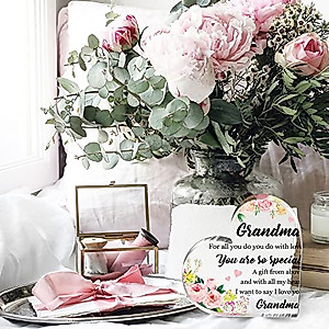 Acrylic Grandma Birthday Gift Floral Themed Heart Shape Birthday Christmas Gifts for Grandma Inspirational Thoughtful Grandma Gifts from Granddaughter Grandson for Home Decorations