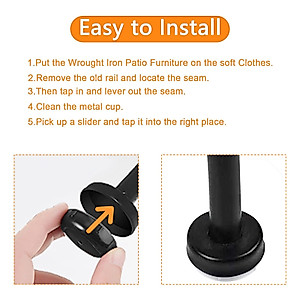 24 Pack Wrought Iron Patio Furniture Feet Caps 1-1/2 inch Round Plastic Outdoor Chair Leg Floor Protectors, Patio Chair Leg Caps, Patio Furniture Replacement Feet Pads for Metal Chairs & Tables, Black