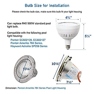 TOVEENEN LED Pool Light Bulb 120V 65W 6500lm High Bright White 6500K Replacement for Pentair Hayward 500W Inground Pool Light