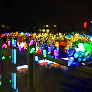 Dazhengyang Outdoor C7 Led Christmas Lights Warm White Commercial Grade Strawberry Holiday String Lights,50LED Green Wire 23Ft Heavy-Duty Wedding Party Colorful Decorative Lights Mood Lights