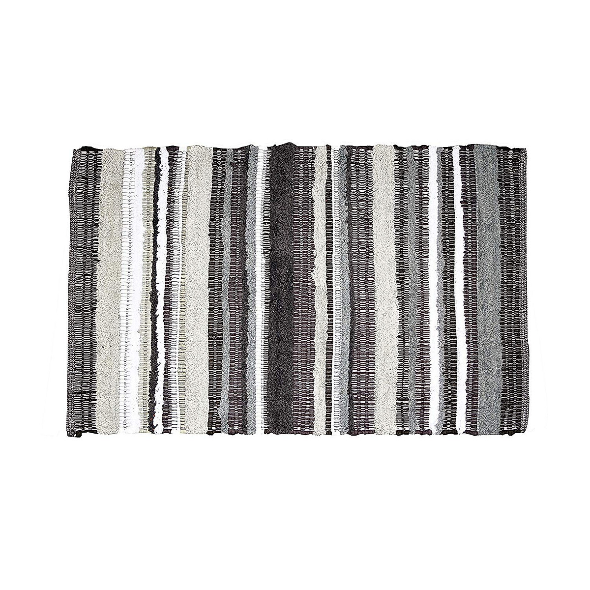 Grey Cotton Striped Door mat Rug Indoor - 2x3' Entrance Entryway Rug Non Slip Kitchen Bath Mat Home Décor, (24 x 36)