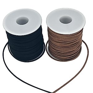 Leather String, 2 Rolls Faux Leather Cord, Flat Suede Leather Lace for Necklaces, Bracelets, Jewelry Making, Tassels, Dream Catchers and Art Crafts
