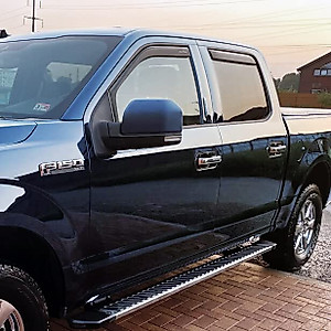 Goodyear Shatterproof in-Channel Window Deflectors for Ford F150 2015-2020 SuperCrew (fit for Ford F250-F550 17-23), Rain Guards, Window Visors, Vent Deflector, Truck Accessories, 4 pcs- GY003407