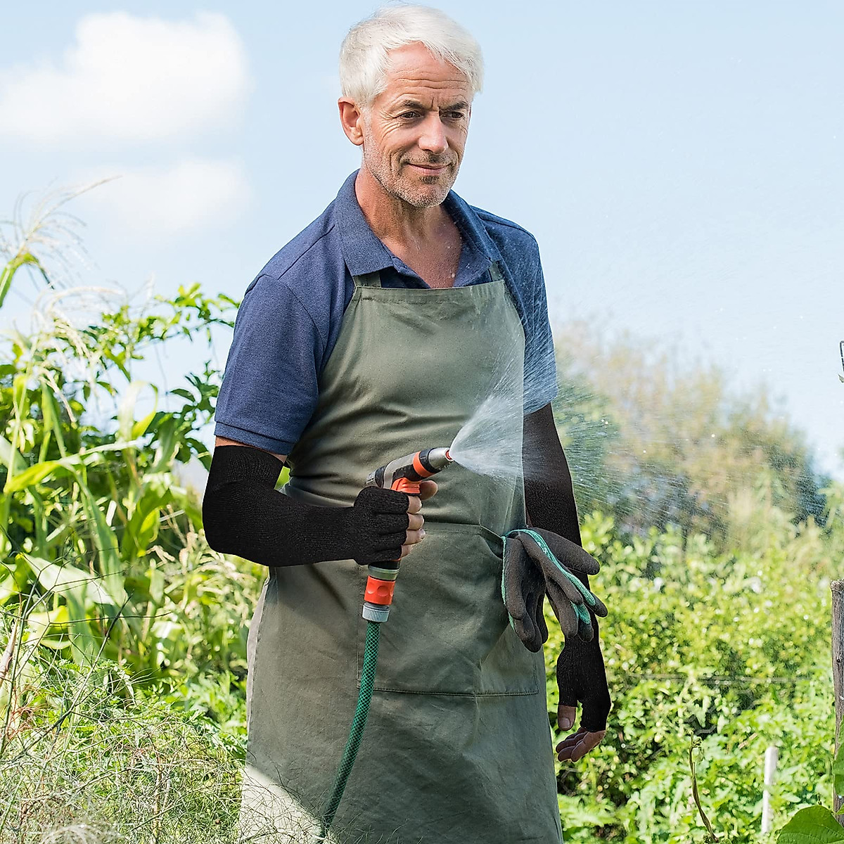 2 Pairs Cut Resistant Sleeves for Men Anti Cut Protective Sleeves Arm Sleeves Safety Gloves (Black, Gray)