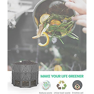 Large Compost Bin - 143 Gallon (540 L) Garden Composter with Better Aeration System, Easy Assembling/BPA Free/Sturdy/Outdoor Compost Tumbler